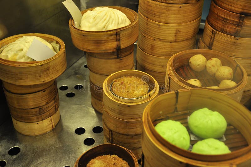 Steamed Dim Sum in Bamboo Trays Stock Image - Image of appetizers, food ...