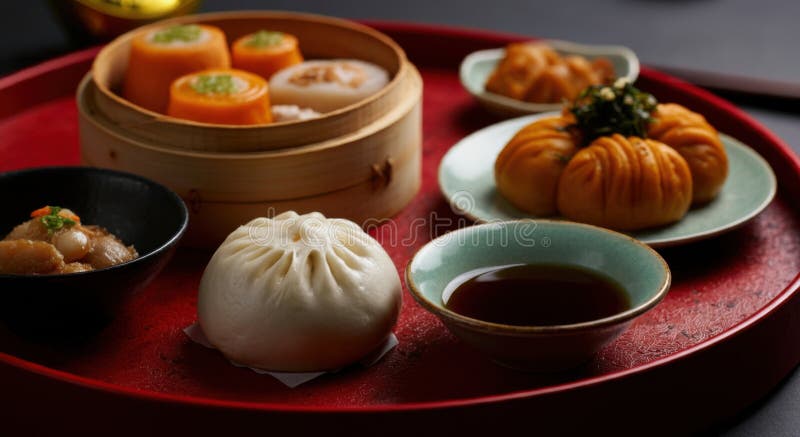 Dim Sum Delights for Lunar New Year Stock Illustration - Illustration ...
