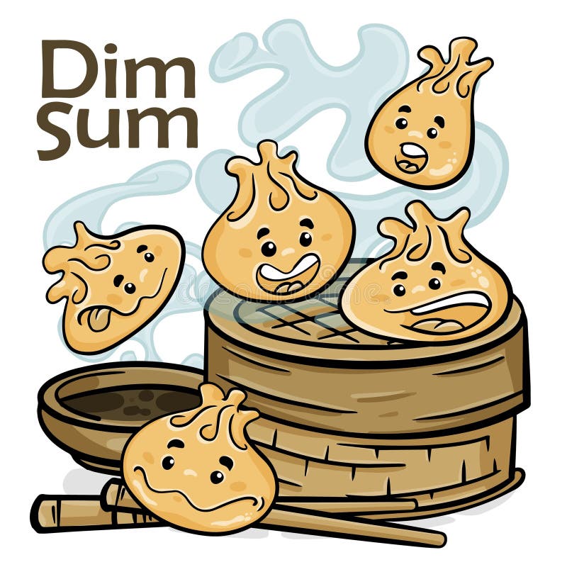 Dim Sum. Funnny Cartoon Character Stock Vector - Illustration of happy ... Dim Sum. Funnny Cartoon Character Stock Vector - Illustration of happy ...