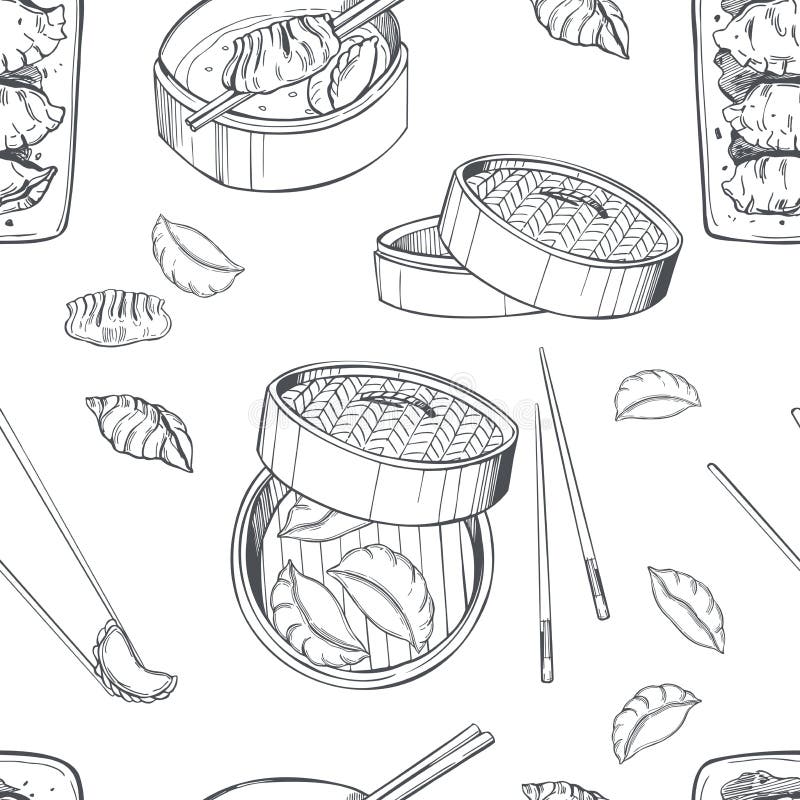 Dim Sum Set. Vector Pattern Stock Vector - Illustration of china ...