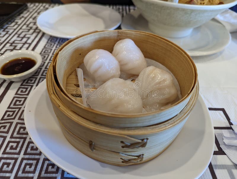 Dim Sum Shrimp Dumplings Har Kow Stock Image - Image of soup, fish ...