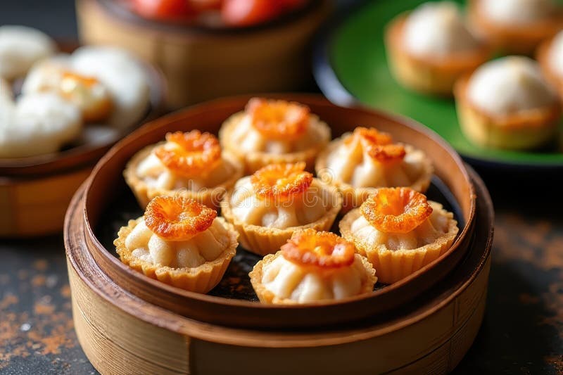 Dim Sum Varieties in Canton Style Stock Illustration - Illustration of ...