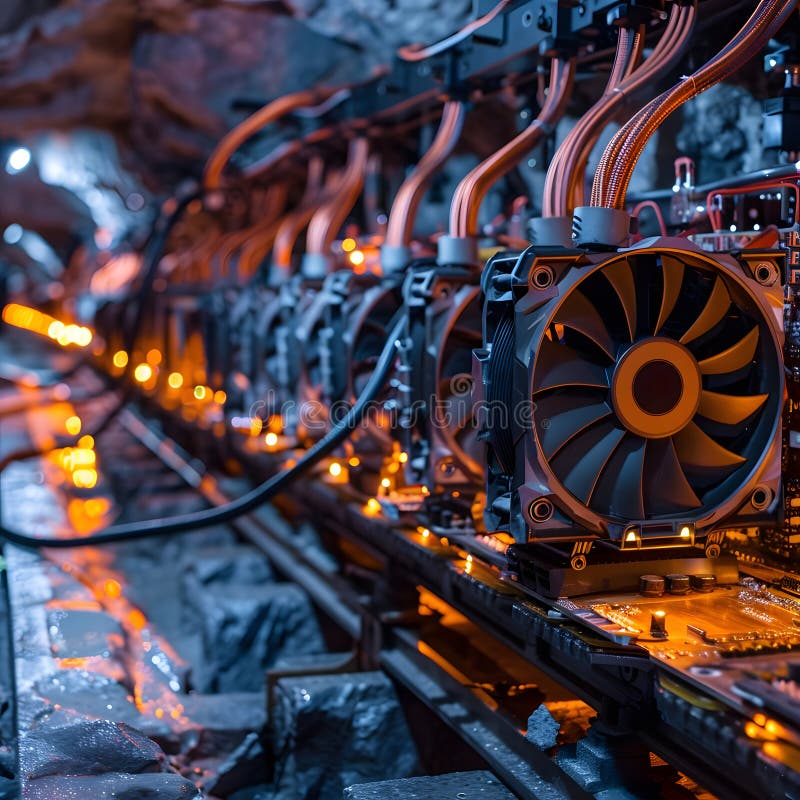 Industrial Cryptocurrency Mining Installation Inside Cave Stock Image ...
