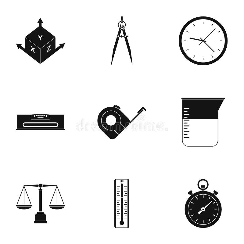 Dimension Icon Set, Simple Style Stock Vector - Illustration of height ...