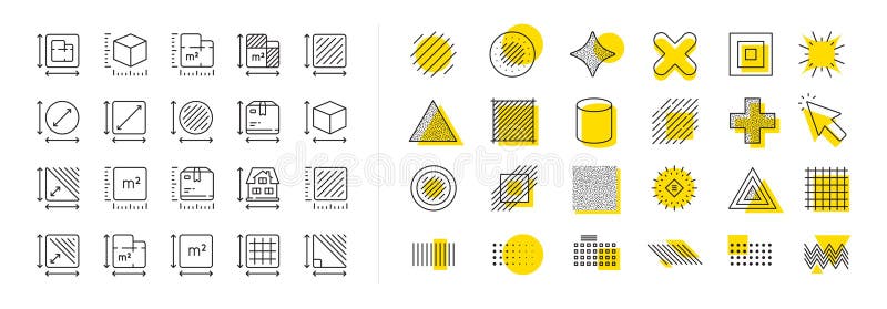 Dimension Line Icons. Square Meter, Area Size and Floor Plan Set ...