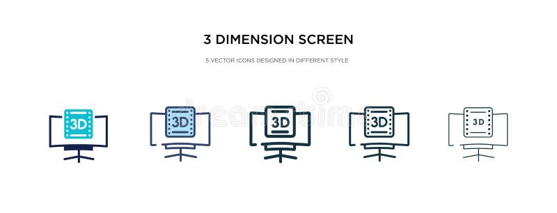 3 Dimension Screen Icon in Different Style Vector Illustration. Two ...