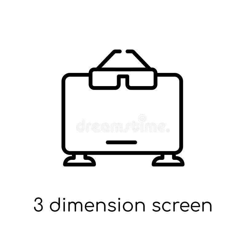 Linear 3 Dimension Screen Icon from Cinema Outline Collection. Thin ...