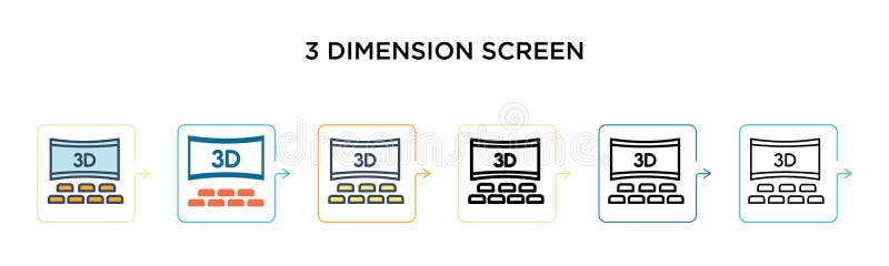 3 Dimension Screen Vector Icon in 6 Different Modern Styles. Black, Two ...