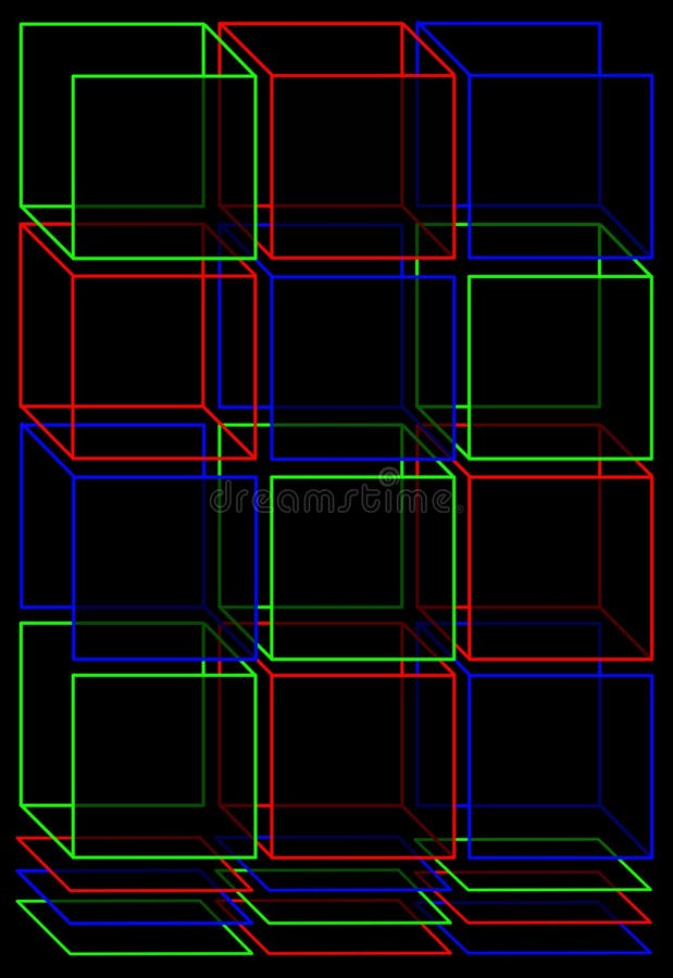 Wall Art Dimensional Squares Pattern with Red, Green and Blue Stock ...