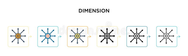 Dimension Vector Icon in 6 Different Modern Styles. Black, Two Colored ...