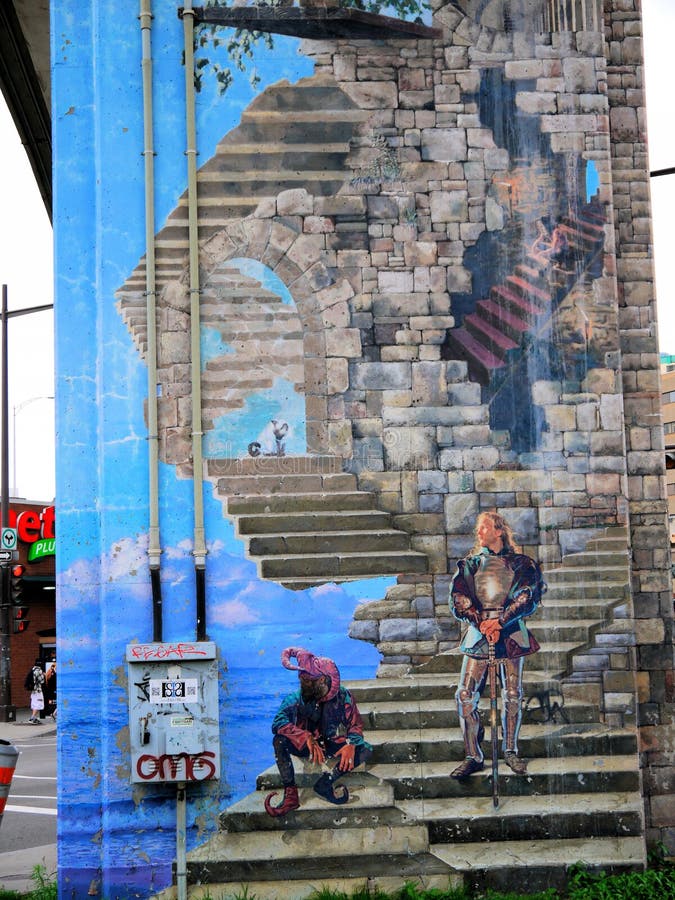 3-dimensional Art Work on Overpass Support in Quebed City Editorial ...