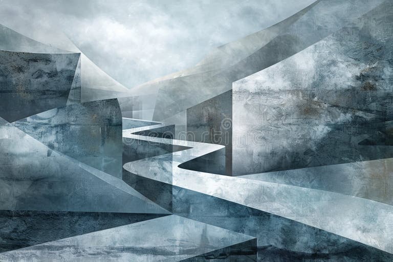Dimensional Depth in Blue-gray Geometry. Stock Photo - Image of blue ...