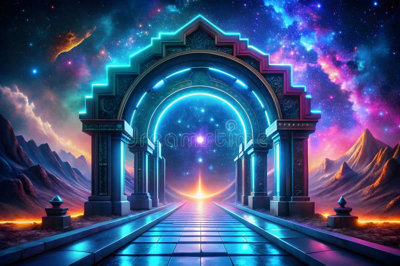 Dimensional Gateway Gaming Wallpaper Stock Illustration - Illustration ...