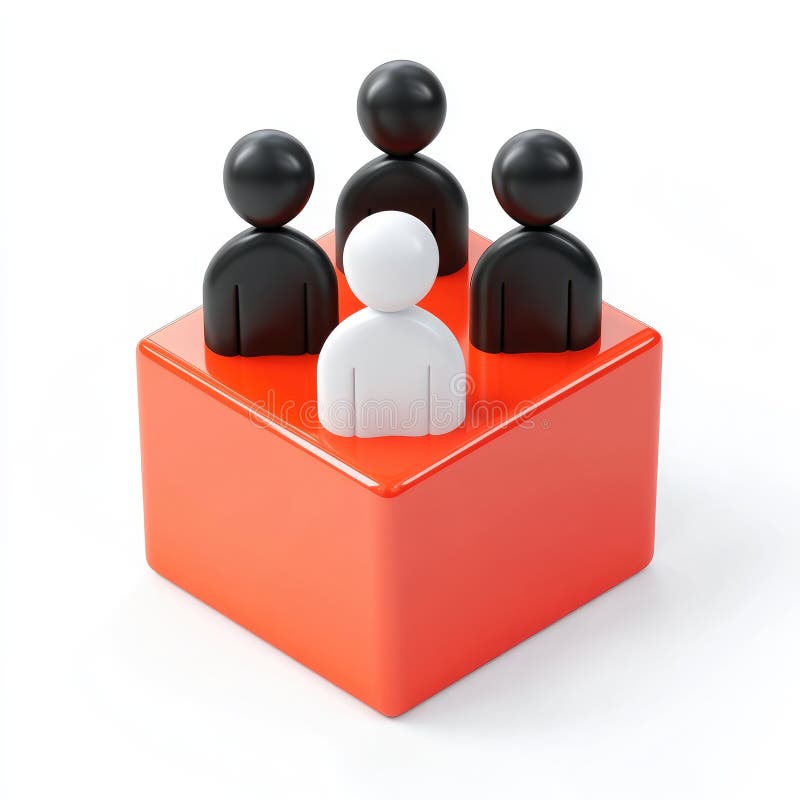 Teamwork, Collaboration, and Leadership: Three Figures on a Red Cube ...