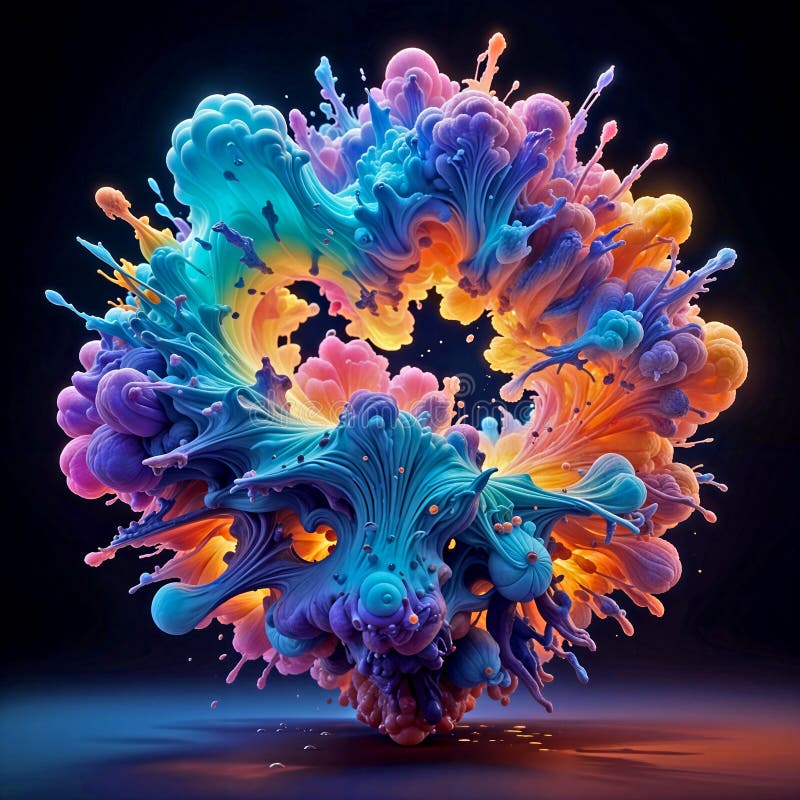 3-dimensional Colorful Illustration of a Liquid Mass Exploding Stock ...