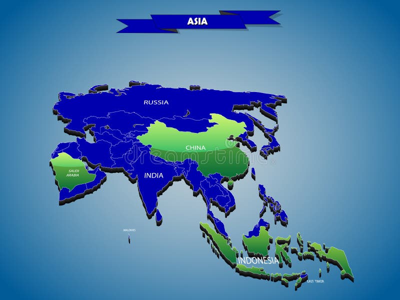 3 Dimensional Infographics Political Map of Asian Continent Stock ...