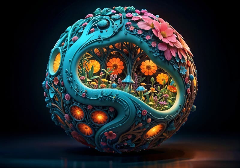 3-dimensional Model of a Spherical Organic Ecosystem Stock Photo ...