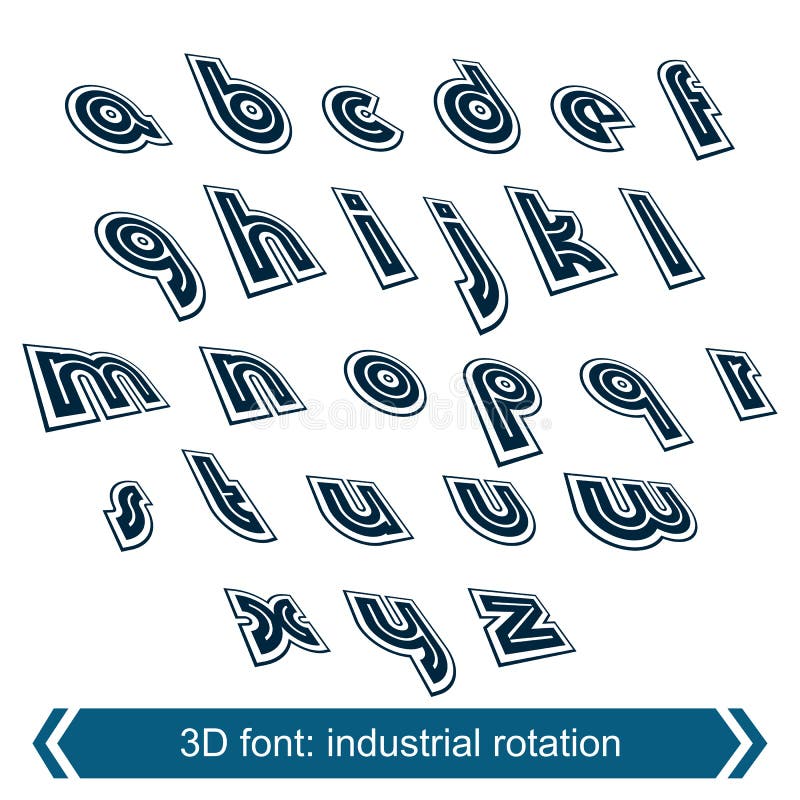 Dimensional Move Font, Vector Line Retro Style Geometric Font. Stock ...