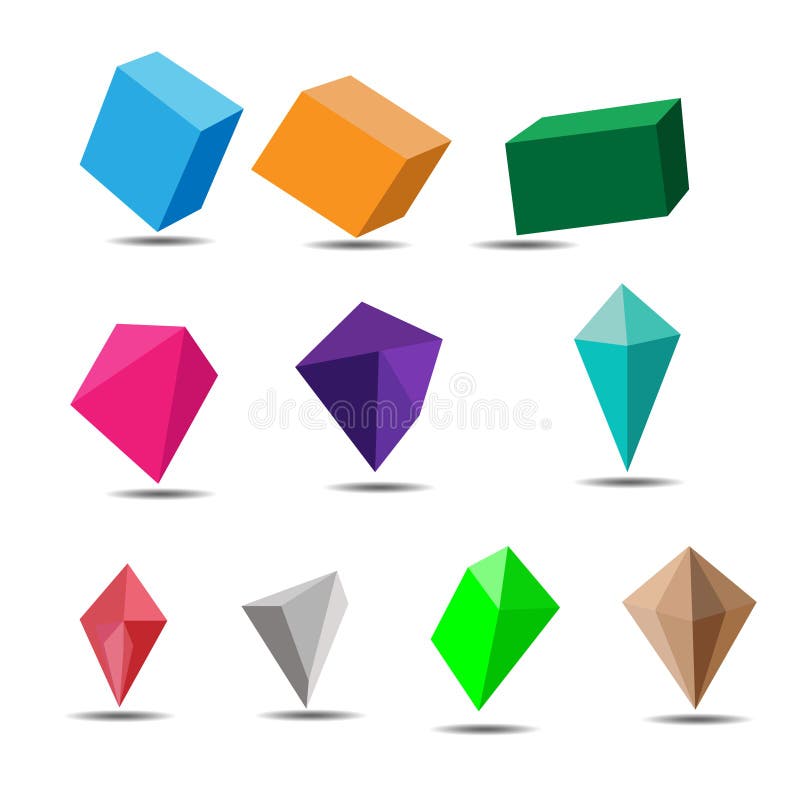 Dimensional Shapes and Shadows Stock Illustration - Illustration of ...