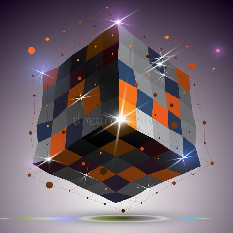 Dimensional Twisted Shiny Cube with Lights Effect. 3d Colorful D Stock ...