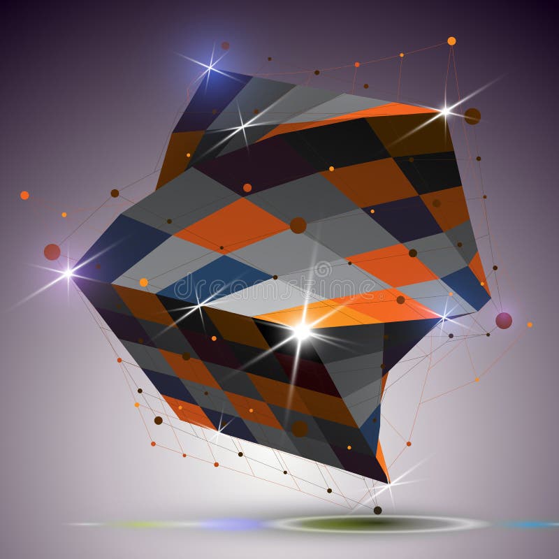 Dimensional Twisted Shiny Cube with Lights Effect. 3d Colorful D Stock ...