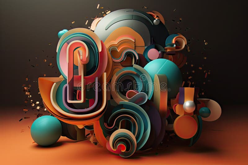A Dimensional Typographic Design with 3d Letterforms and Shapes Stock ...