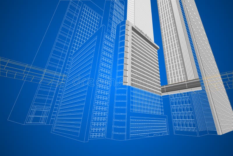 Dimensional Wireframe Modern Building Stock Image - Image of ...