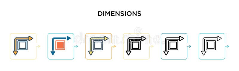 Dimensions Vector Icon in 6 Different Modern Styles. Black, Two Colored ...