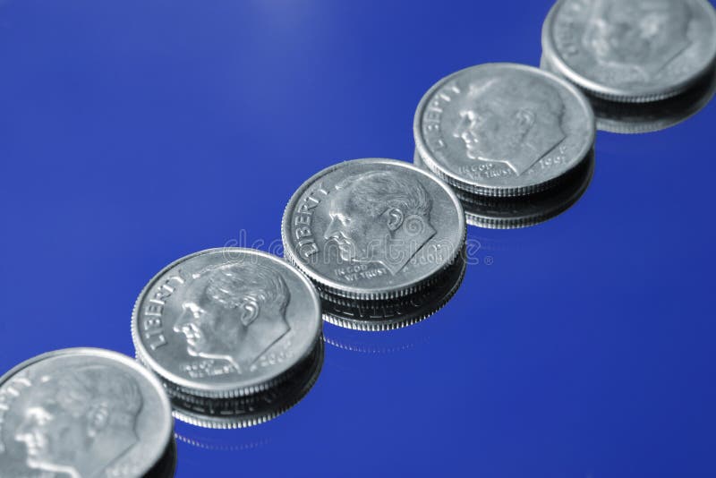 Stacks of Dimes and Quarters Stock Photo - Image of coins, stacks: 2441822