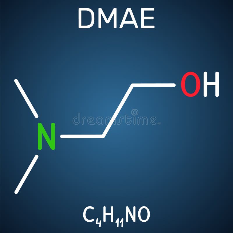 Dimethylethanolamine, Dimethylaminoethanol, DMAE, DMEA Molecule. it is ...