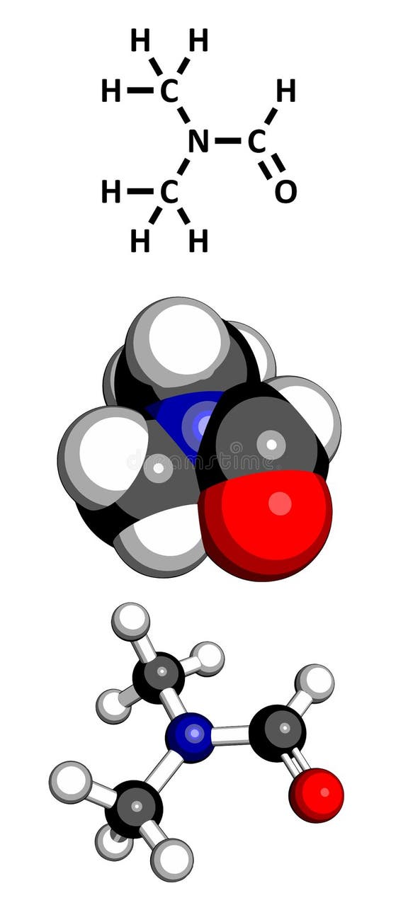 Dimethylformamide (DMF) Solvent, Molecular Model Stock Illustration ...