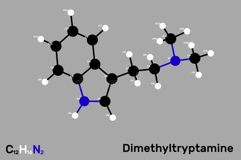 DMT, N,N-Dimethyltryptamine Chemical Formula Doodle Icon, Vector ...