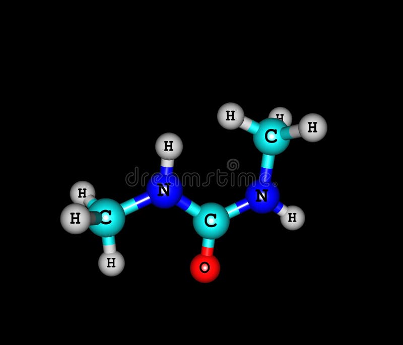 Dimethylurea Molecule Isolated on Black Stock Illustration ...