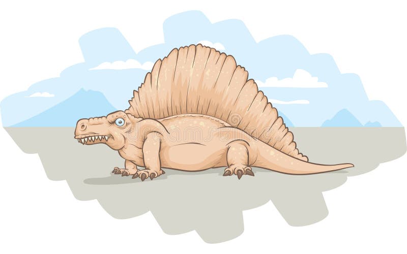 Cartoon Dimetrodon Cute Little Baby Dinosaur Sticker. Vector Stock ...