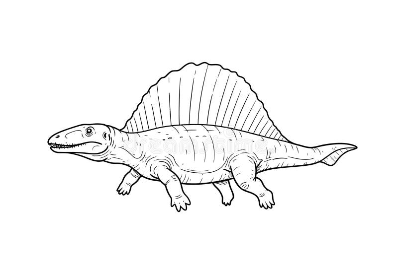 Dimetrodon drawing stock vector. Illustration of synapsid - 384976439
