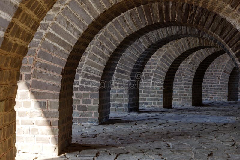 Corridor between Brick Pathway Under Arch Brick Structure of Ancient ...