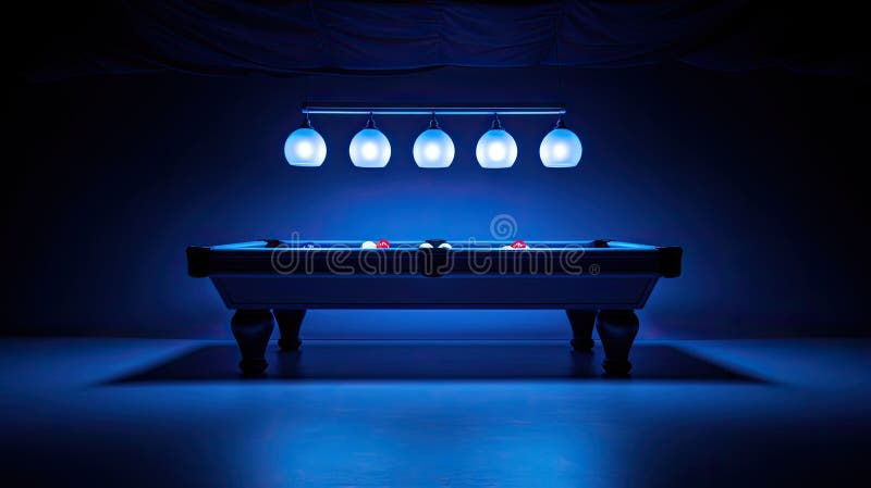 Dimly blue felt pool table stock illustration. Illustration of glow ...