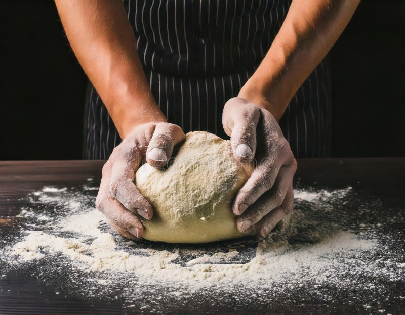 Hands Kneading Dough in a Bakery Setting for a Bread-making Process ...