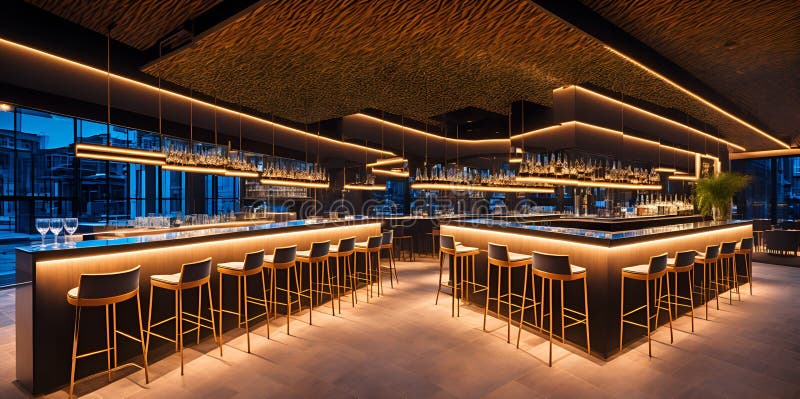 A Dimly Lit Bar with a Lot of Stools Created with Generative AI ...