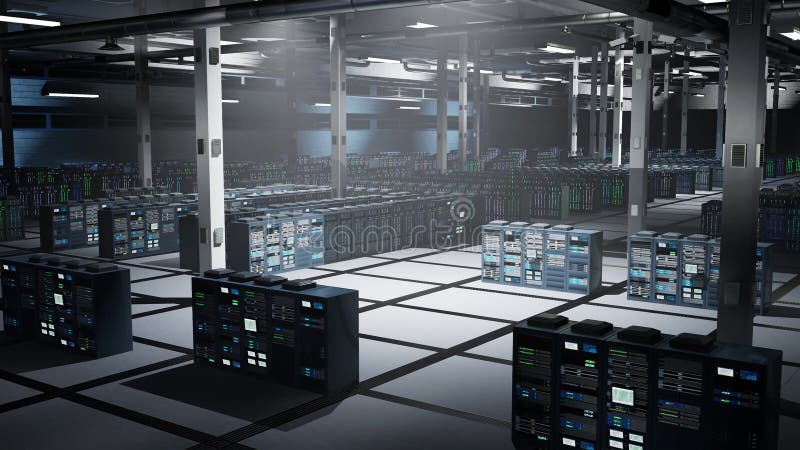 Dimly Lit Data Center Operating Computational Infrastructure Processing AI Stock Video - Video ...