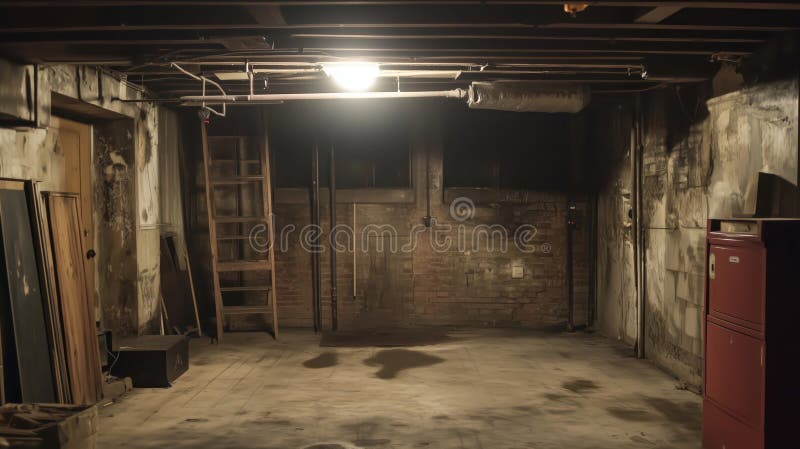 Dimly Lit Empty Basement Exposed Pipes Stock Photos - Free & Royalty ...