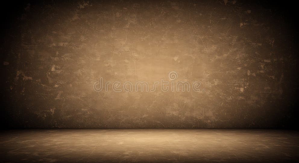 A Dimly Lit, Empty Room Featuring a Textured, Brown Wall and a Matching ...