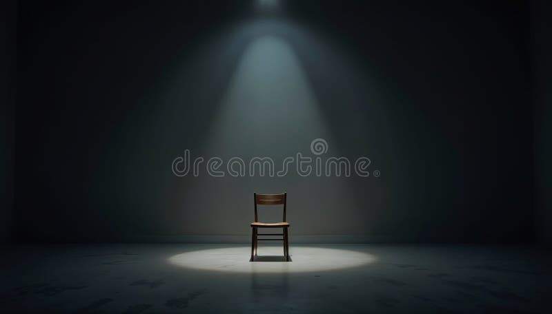A Dimly Lit Empty Room with a Single Chair, Dramatic Shadows Stock ...