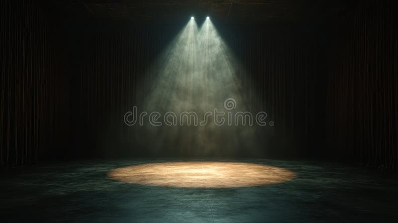 A Dimly Lit, Empty Stage with Spotlight Illuminating the Floor ...