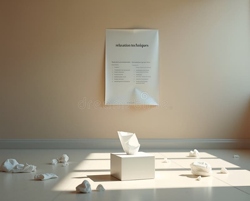 Empty Therapy Room with Tissue Box and Relaxation Poster Highlighting ...