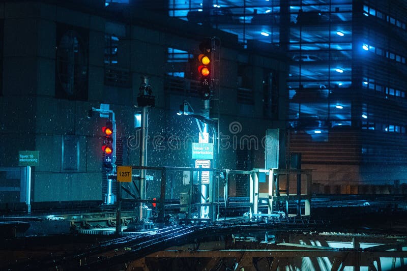 Dimly Lit Night-time Scene of a CTA Train Editorial Stock Photo - Image ...
