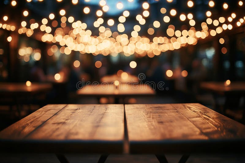 In a Dimly Lit Restaurant Cafe, Wooden Tables and Chairs are Placed on ...