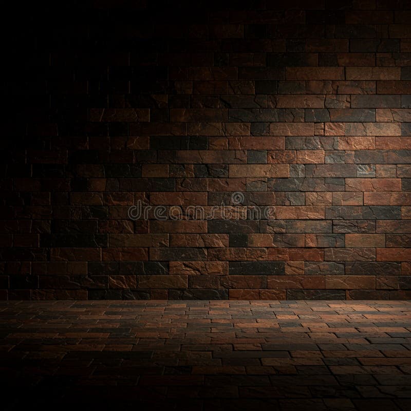 Dimly Lit Room with a Brick Wall and Floor. the Wall Consists of ...