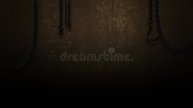 Metal Chains Hanging in a Dark Room with a Single Lightbulb Stock ...