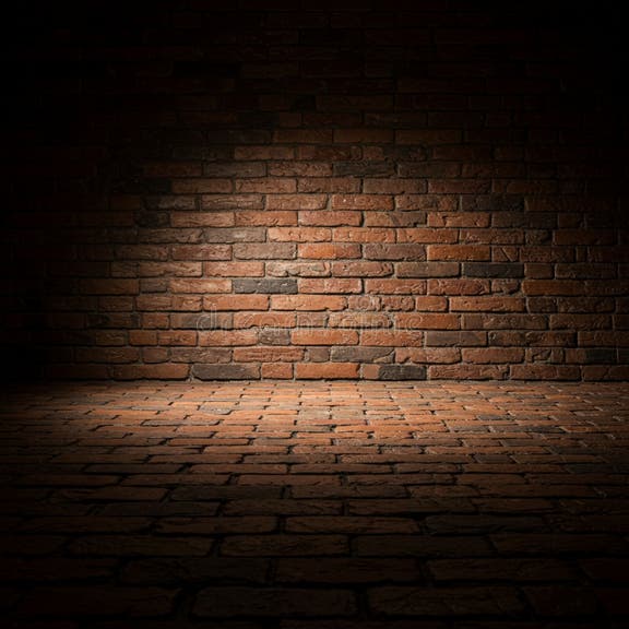 A Dimly Lit Room Features a Brick Wall and Matching Brick Flooring. the ...
